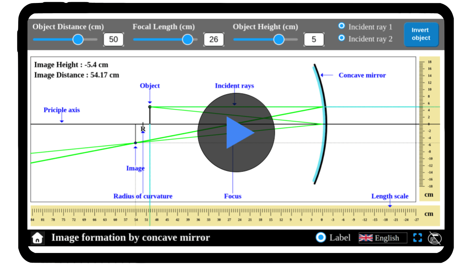Concave mirror simulator - Explerify.com