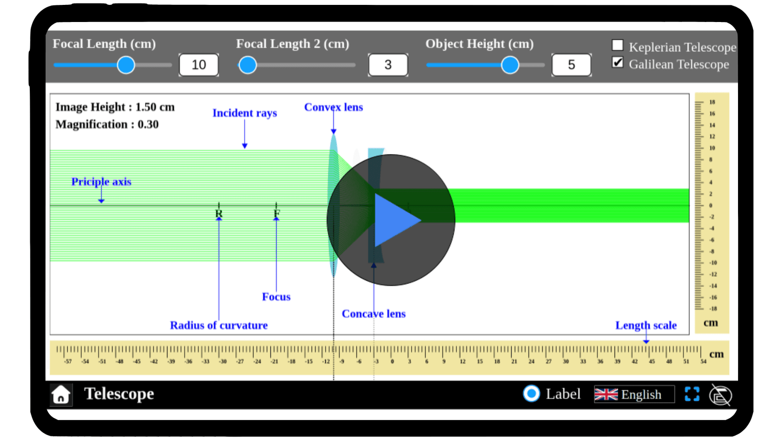 Lens telescope simulator - Explerify.com