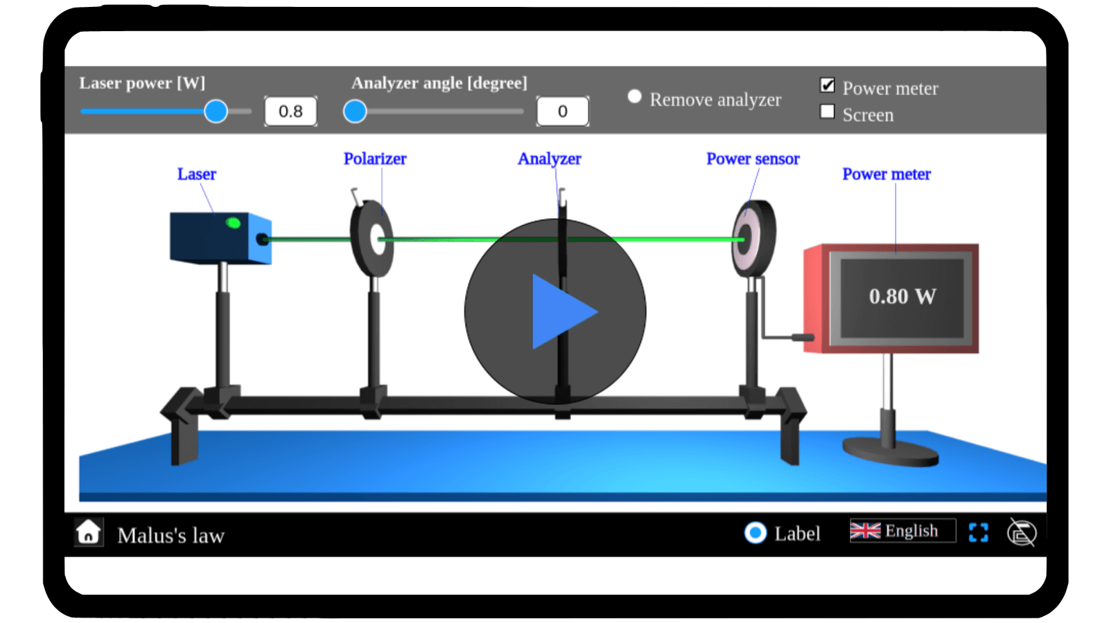 Malus's law simulator - Explerify.com