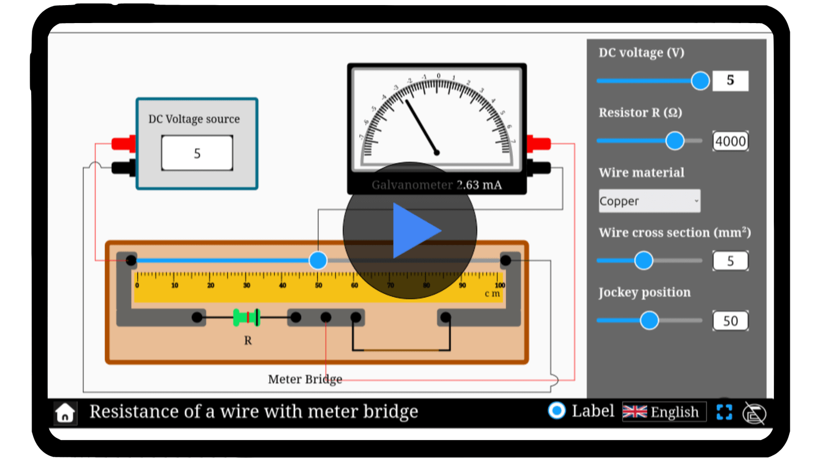 Resistivity of wire with a meter bridge simulator - Explerify.com