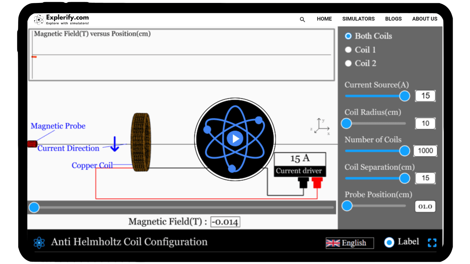 Anti-Helmholtz coil simulator - Explerify.com