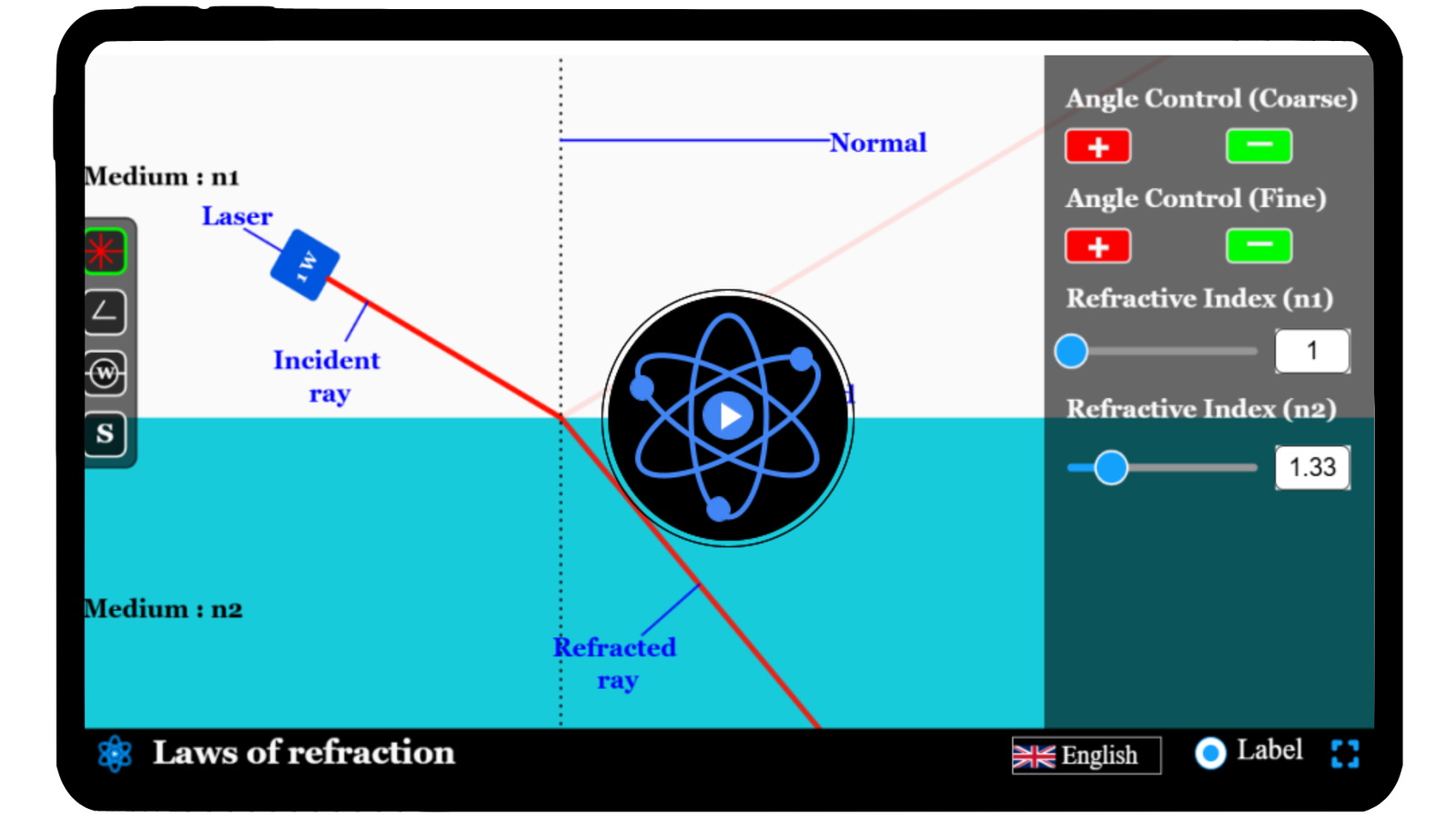 Laws of reflection and refraction simulator - Explerify.com