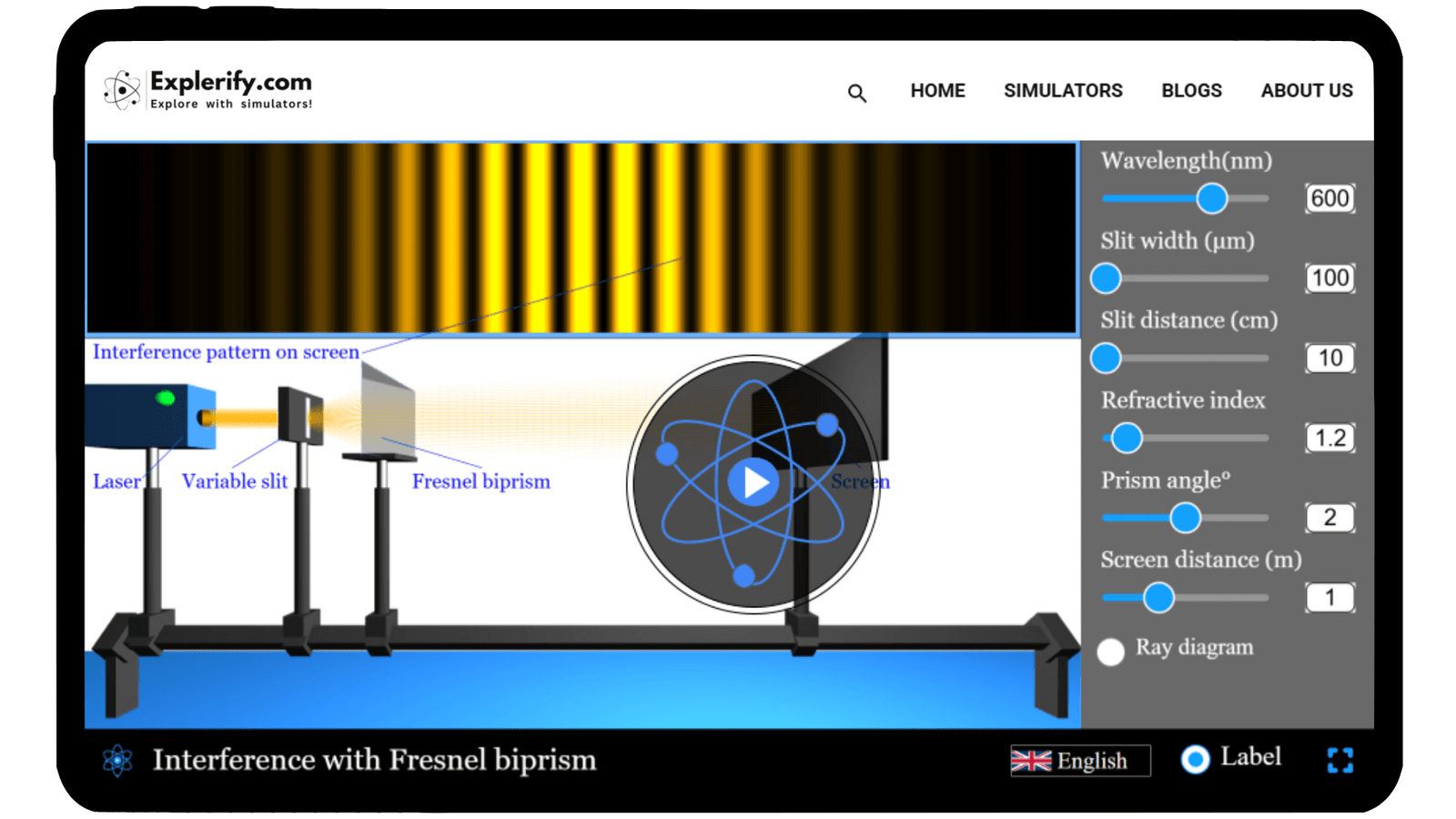 Fresnel Bi-prism Simulator - Explerify.com